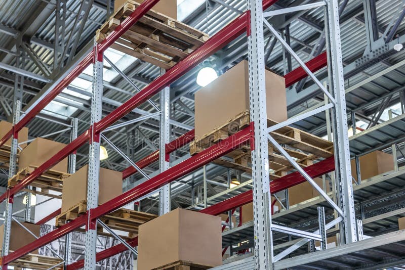 Goods are on the Shelves of a Large Warehouse of Products Stock Image ...