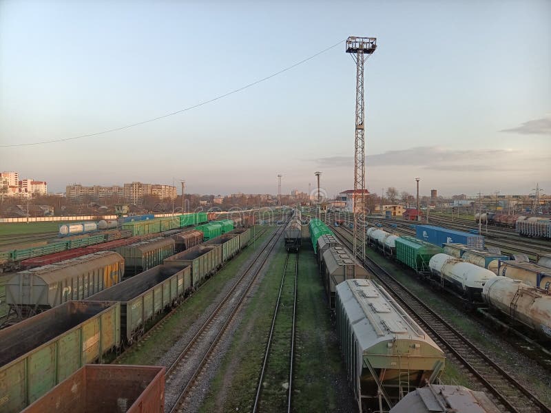 Goods trains and rails stock image. Image of railway - 324582177