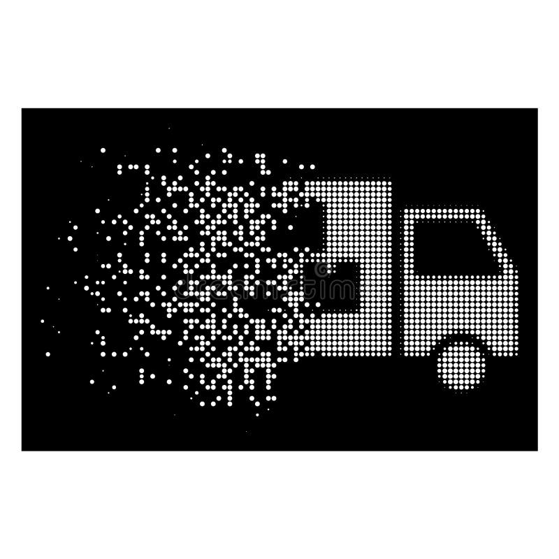 White Broken Pixelated Halftone Goods Transportation Car Icon Stock ...