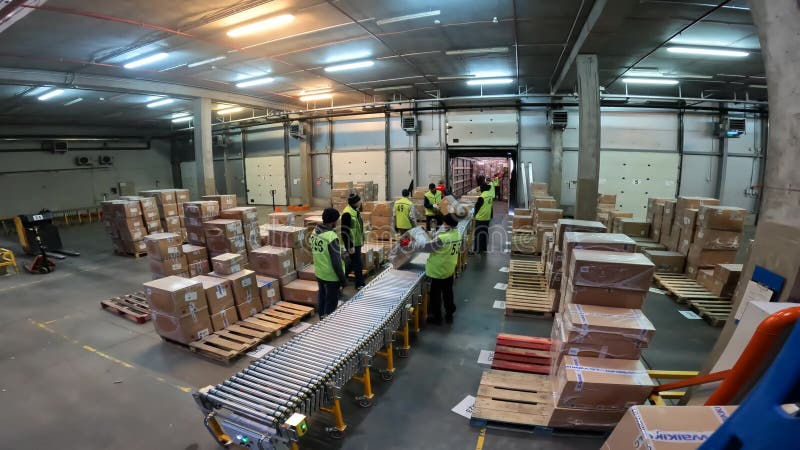 Goods are Unloaded from the Truck. the Process of Unloading Goods from ...