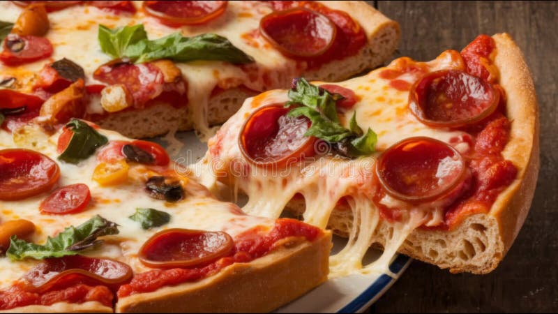 Gooey Slice of Cheese Pizza with Melted Cheese Pulling Apart Stock ...