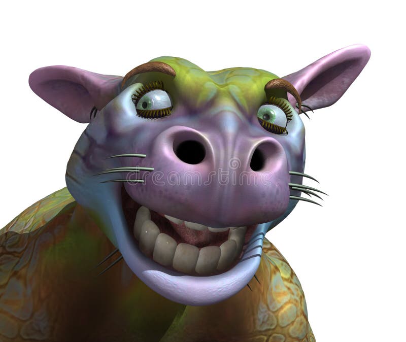 Goofy Alien Cow Portrait stock illustration. Illustration of cartoon ...