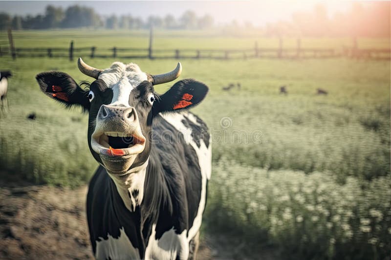 Goofy Cow Smiling in the Farm Created with Generative Ai Stock ...