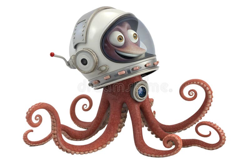A 3D Octopus Wearing a Pirate Hat Navigates a Sunken Treasure Map Its ...