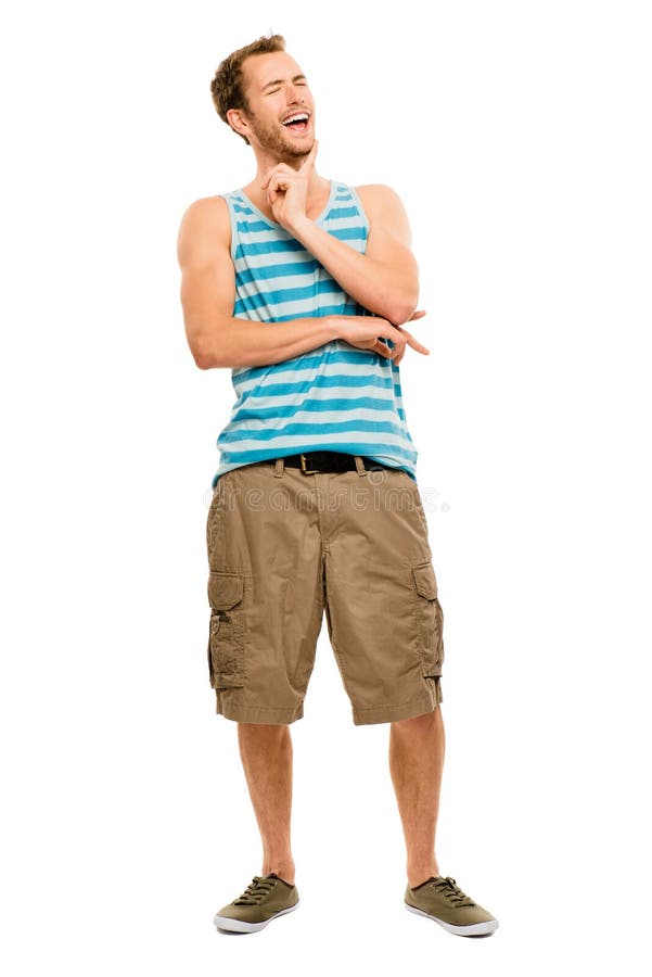 Goofy Young Man Laughing Isolated White Background Stock Image - Image ...