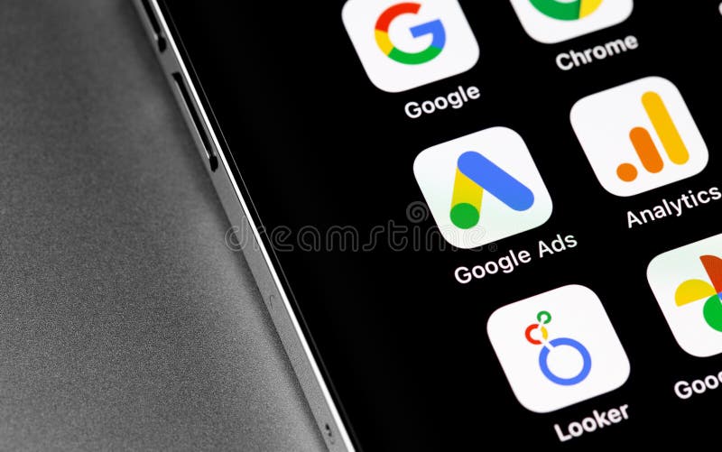 Google Ads AdWords, Analytics Mobile Apps on Display Smartphone ...