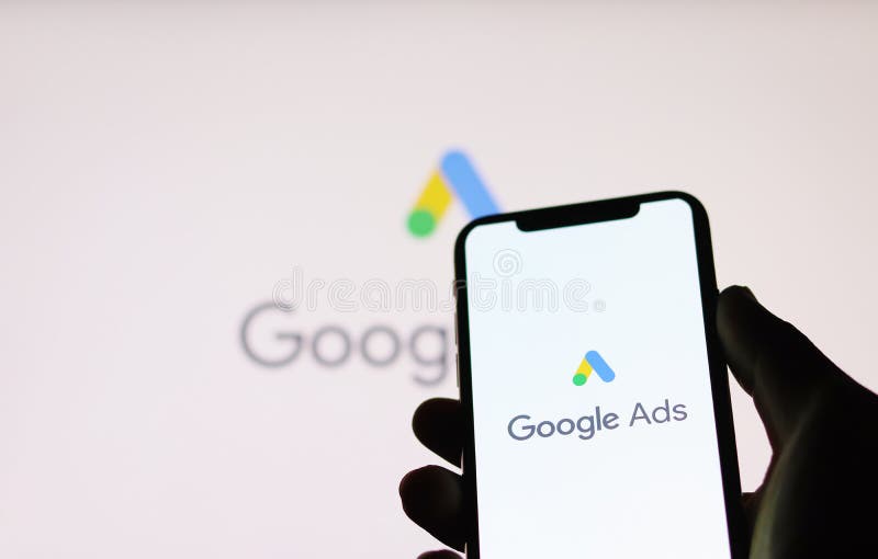 Google Ads Logo on Computer Screen and Google Ads Logo on Mobile Phone ...