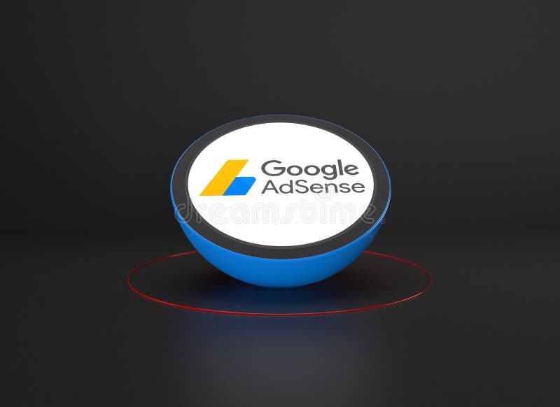 Google AdSense Featured Prominently on a Blue and White Spherical ...