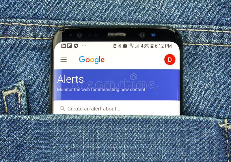 Google Alerts on a Phone Screen in a Pocket Editorial Image - Image of ...