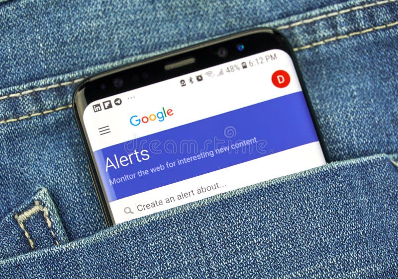 Google Alerts on a Phone Screen in a Pocket Editorial Image - Image of ...