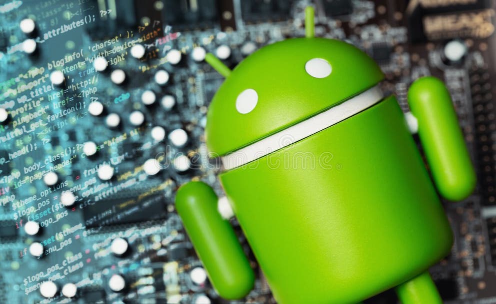 Google Android Figure and Digital Background Editorial Image - Image of ...