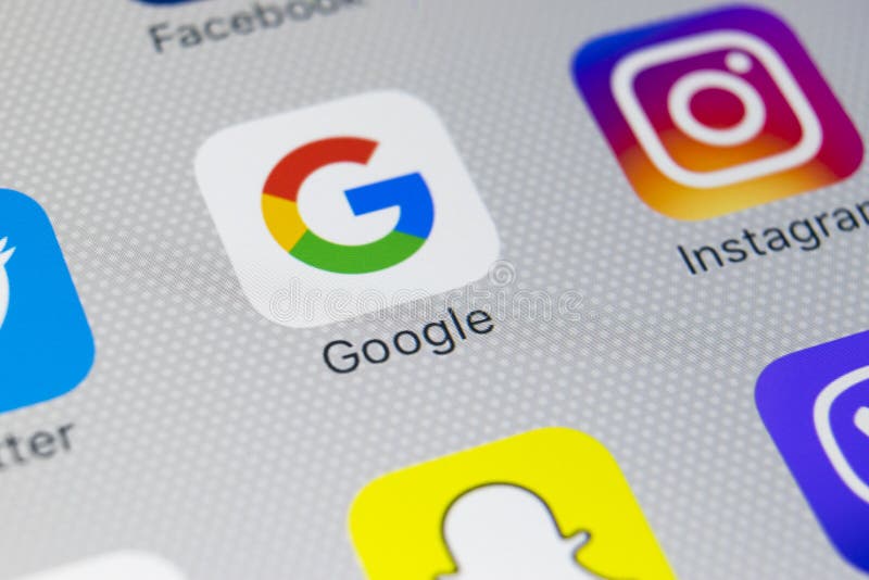 Google Application Icon on Apple IPhone 8 Smartphone Screen Close-up ...