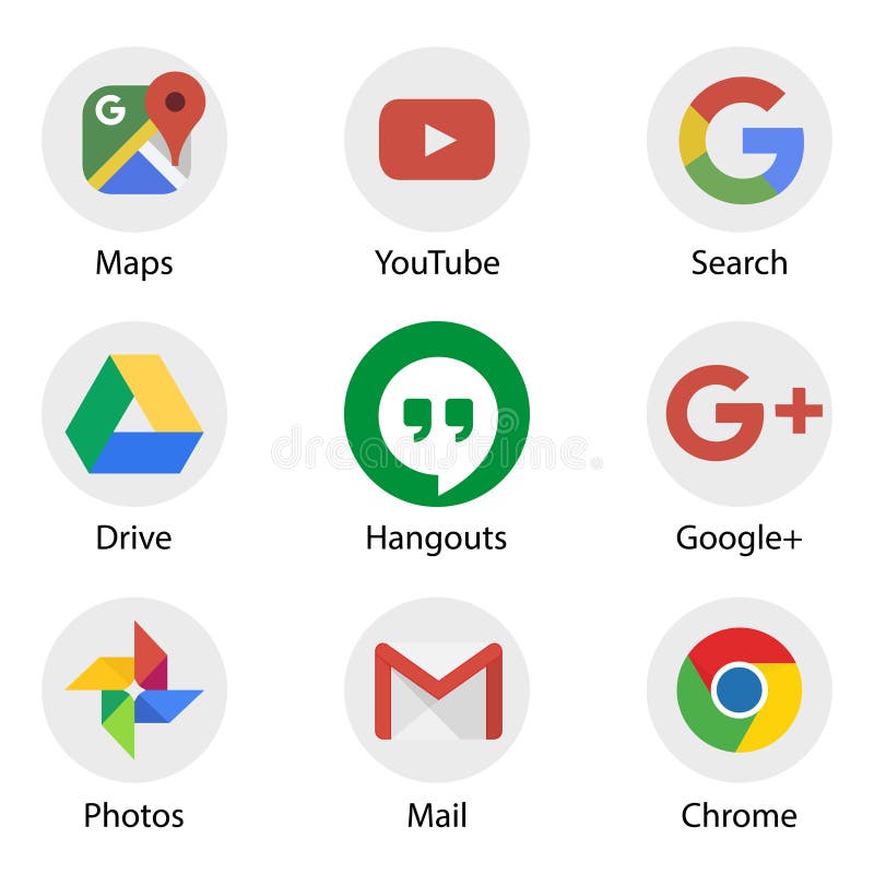 Google Applications Symbols. Official Logotypes of Google Apps ...