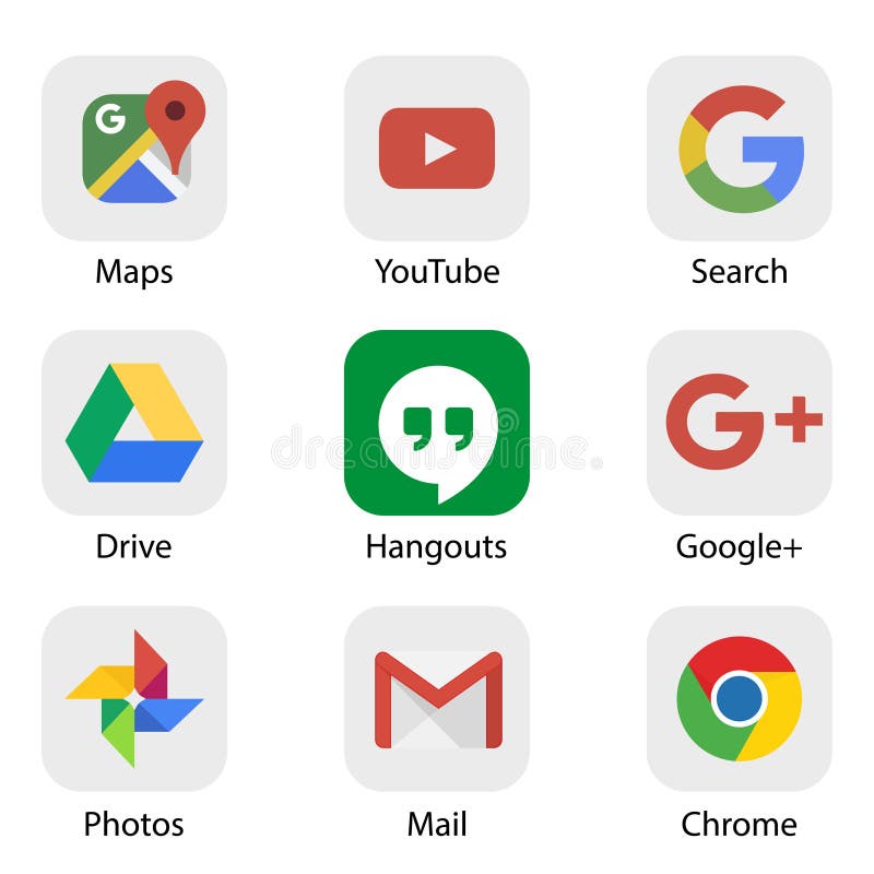 Google Applications Symbols. Official Logotypes of Google Apps ...