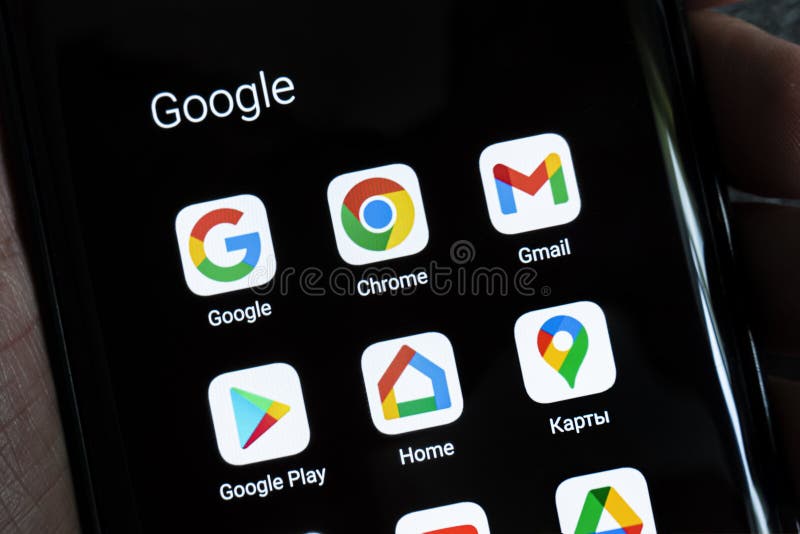 Google Apps Icons on Screen. Google LLC is an American Multinational ...