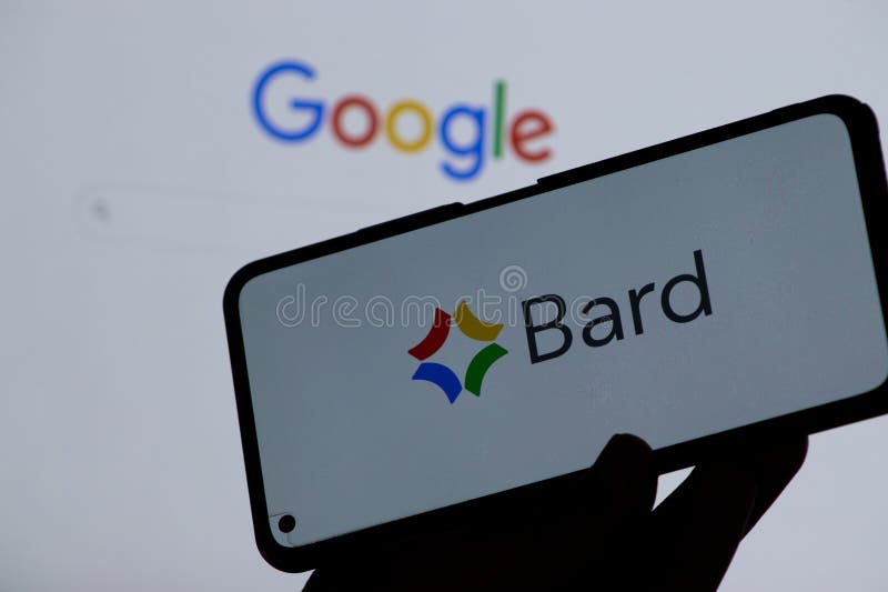 Google Bard Logo on Mobile Device. AI Chatbot Technology Editorial ...