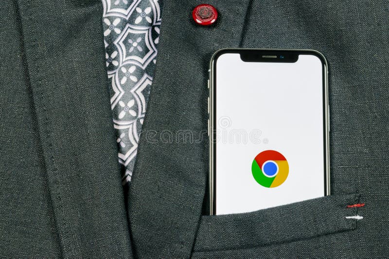 Google Chrome Application Icon on Apple IPhone X Screen Close-up in ...
