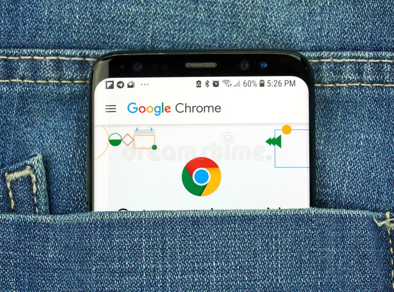 Google Chrome on a Phone Screen in a Pocket Editorial Photo - Image of ...