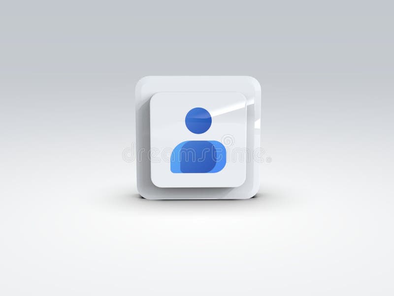 Google Contact App 3d Render, White Background Isolated Button Front ...