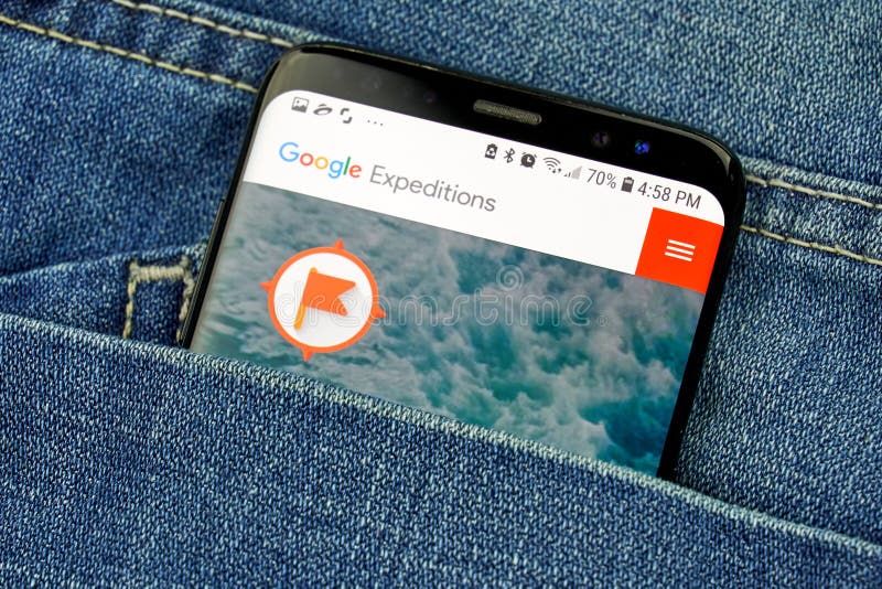 Google Expeditions App on a Phone Screen in a Pocket Editorial Stock ...