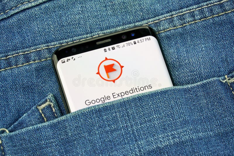 Google Expeditions App on a Phone Screen in a Pocket Editorial Stock ...