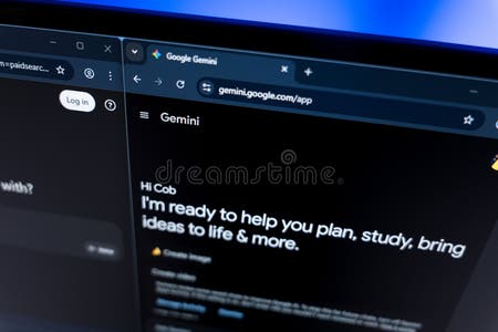 Google Gemini AI Website Interface with Welcome Text on Computer Screen ...