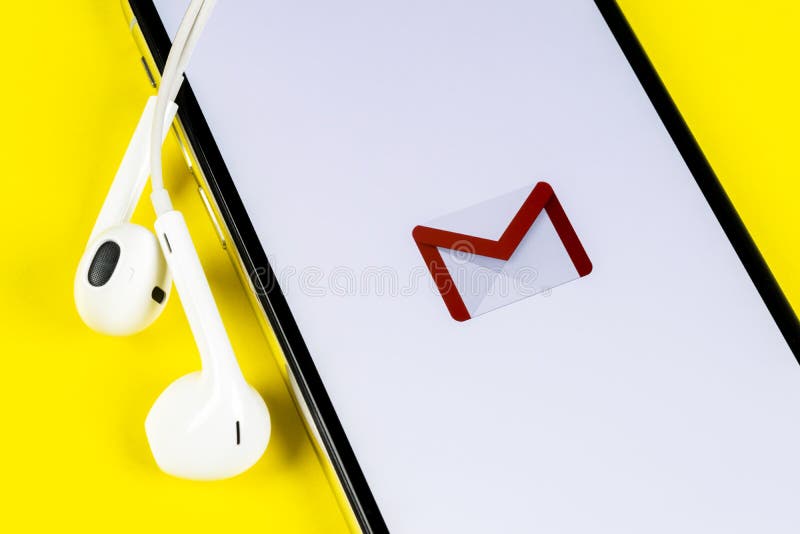 Google Gmail Application Icon On Apple IPhone X Smartphone Screen Close ...