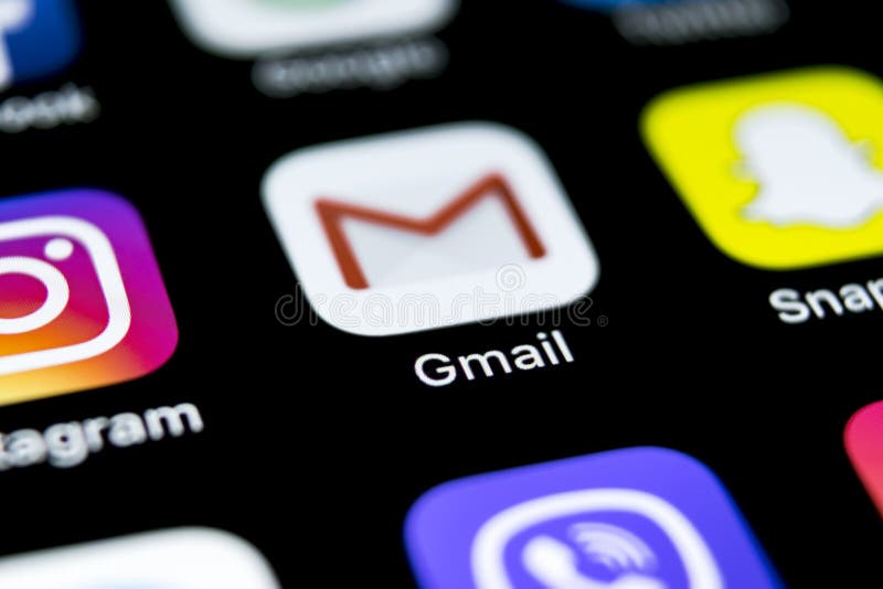Google Gmail Application Icon on Apple IPhone X Smartphone Screen Close ...
