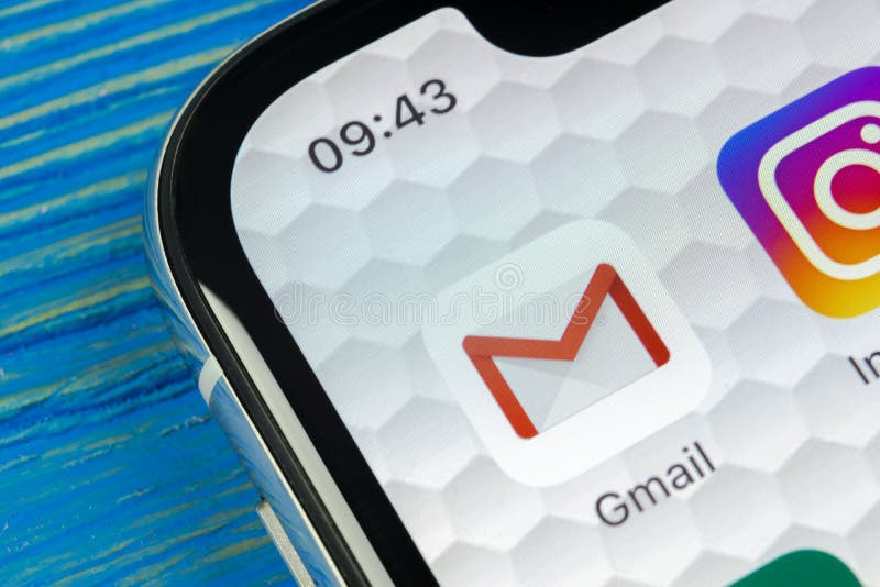 Google Gmail Application Icon on Apple IPhone X Smartphone Screen Close ...