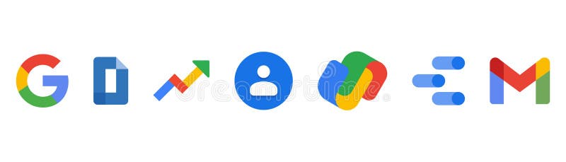 Google LLC. Apps from Google. Official Logotypes of Google Apps. Google ...