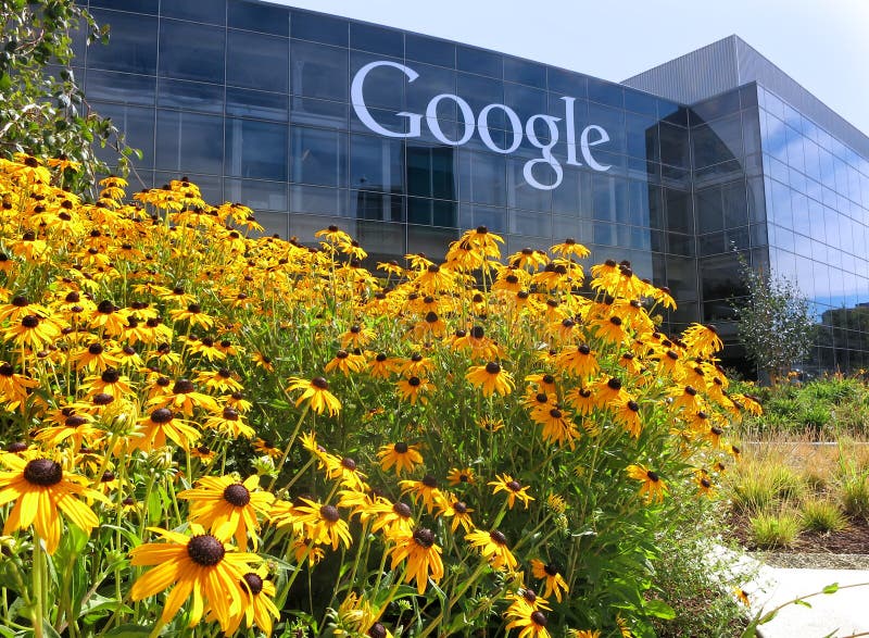 Google logo with flowers editorial stock photo. Image of flowerbed ...