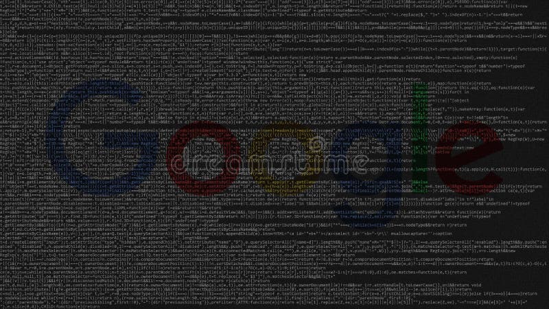 Google Logo Made of Source Code on Computer Screen. Editorial 3D ...