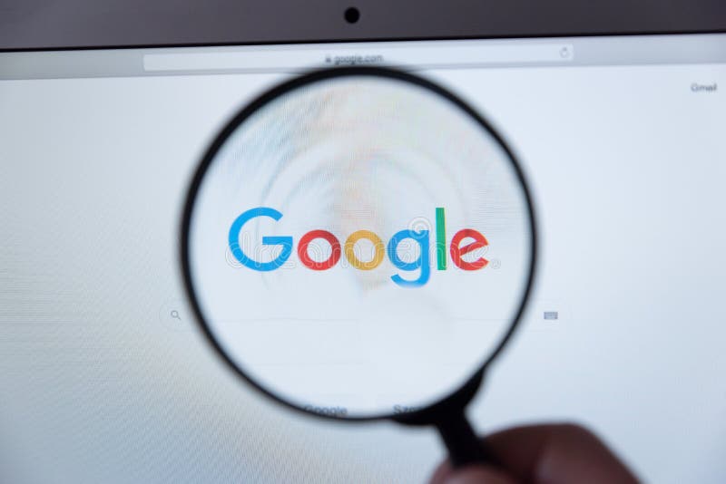 Google Logo through a Magnifying Glass Editorial Stock Photo - Image of ...