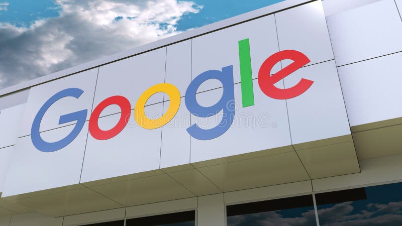 Google Logo on the Modern Building Facade. Editorial 3D Rendering ...