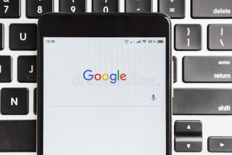 Google Logo and Search Bar on Iphone Screen. Editorial Stock Photo ...