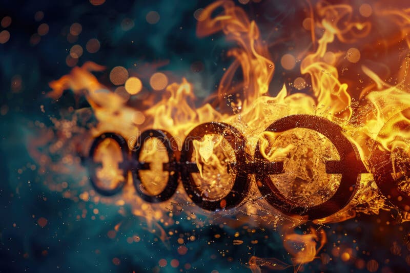 A Google Logo Set Ablaze on a Bright Blue Background Stock Photo ...