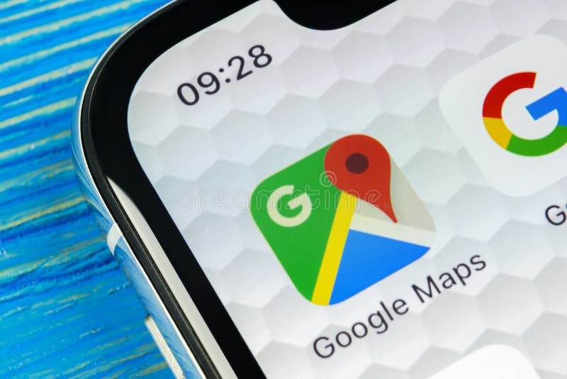 Google Maps Application Icon on Apple IPhone X Screen Close-up. Google ...