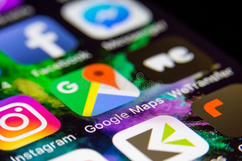 Google Maps Application on Smart Phone Screen Editorial Photography ...