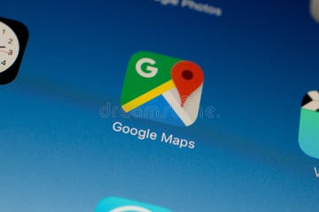 Google Maps Application Thumbnail / Logo on an IPad Air Editorial Image ...