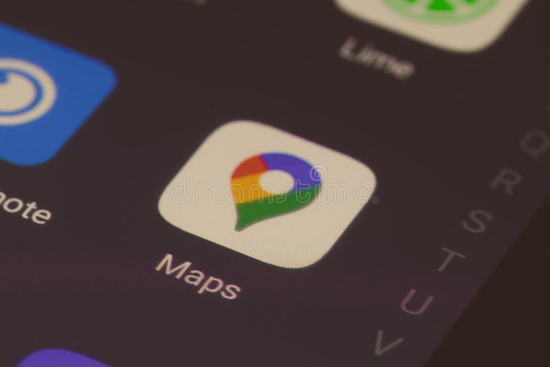 Google Maps Mobile App on a Smartphone Screen Editorial Stock Photo ...