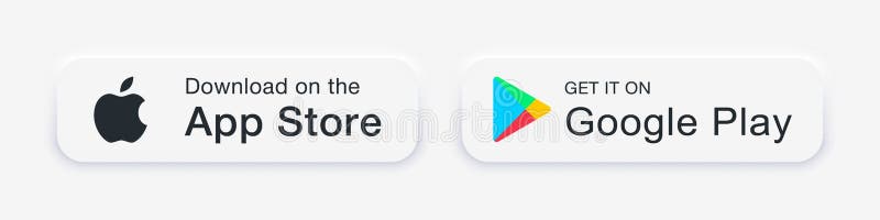 Google Play Store and Apple App Store Buttons with Realistic Shadows ...