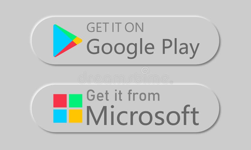 Google Play Store and Microsoft Store Buttons Editorial Photo ...