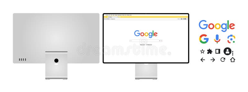 Google Search Bar Template with Modern Desktop Computer Front View ...