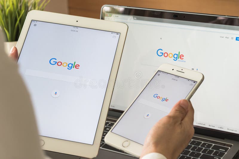 Google Search Engine Sign-in Page on Mobile App Touchscreen on Ipad ...