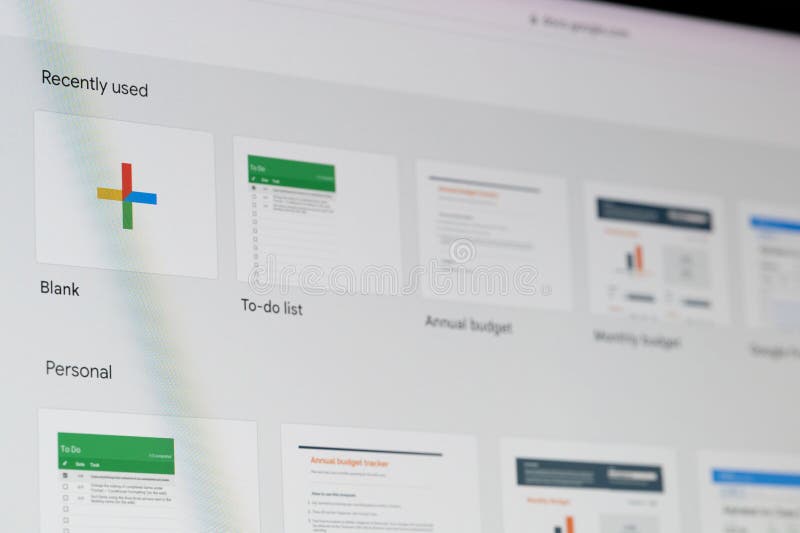 Google Sheets Spreadsheet Sample Editorial Stock Image - Image of sign ...