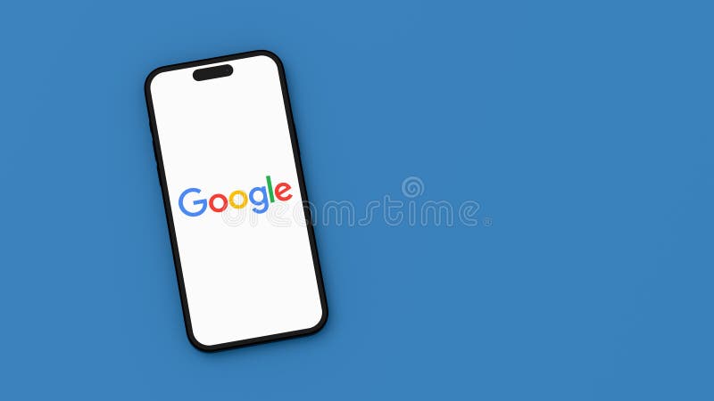 Google Text Logo on Mobile Phone Screen on Blue Editorial Photography ...