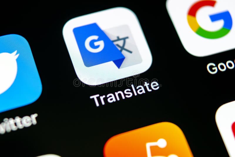 Google Translate Application Icon on Apple IPhone X Screen Close-up ...