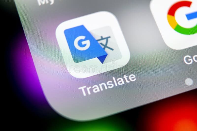 Google Translate Application Icon on Apple IPhone X Screen Close-up ...