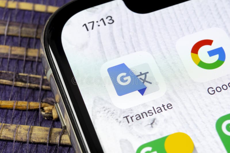 Google Translate Application Icon on Apple IPhone X Screen Close-up ...