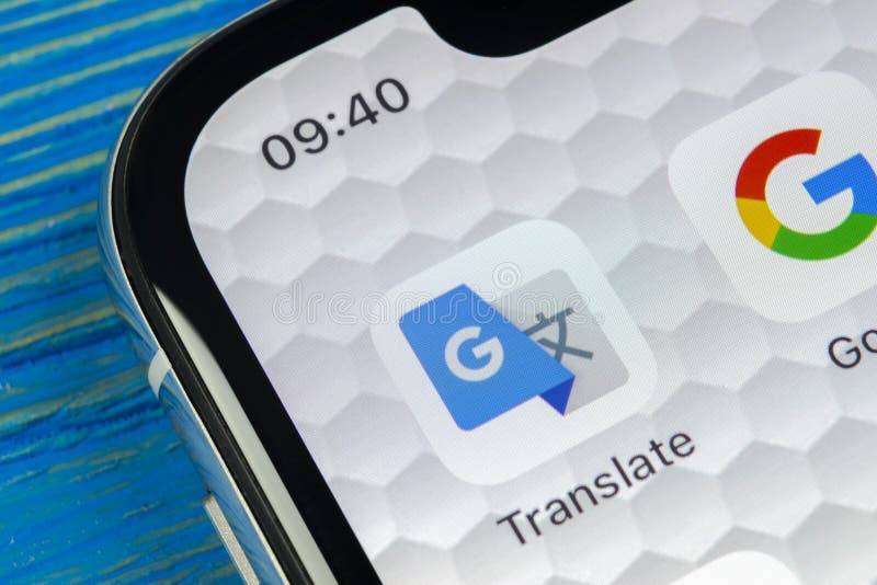 Google Translate Application Icon on Apple IPhone X Screen Close-up ... Google Translate Application Icon on Apple IPhone X Screen Close-up ...